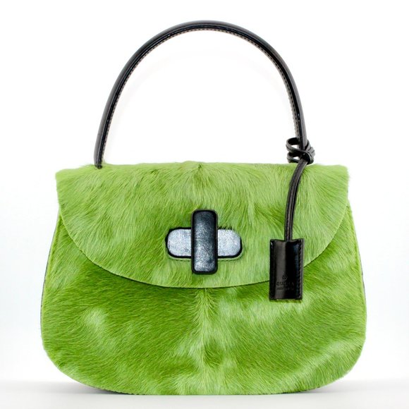 Gucci | Bags | Gucci Green Top Handle Pony Hair Handbag | Poshmark